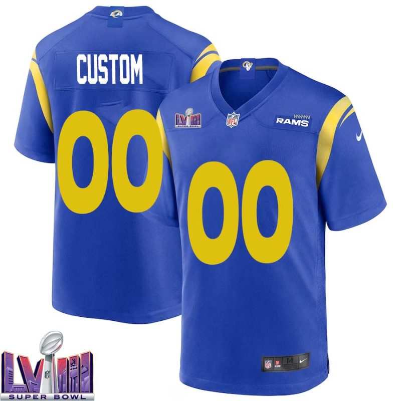 Custom Los Angeles Rams Super Bowl LVIII Game Team Colour Home Jersey ...