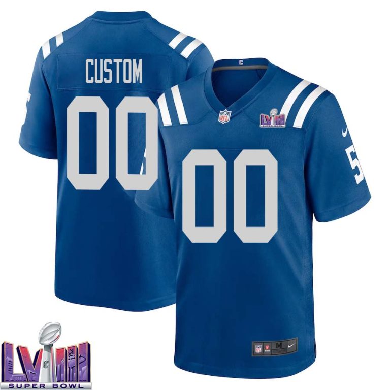 Custom Indianapolis Colts Super Bowl LVIII Home Game Jersey 2023 NFL ...