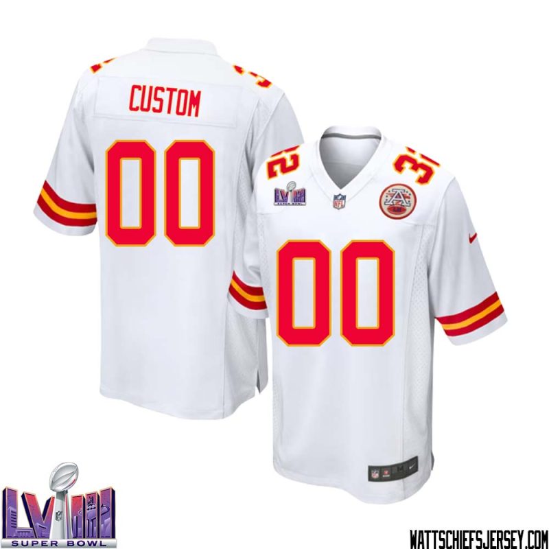 Custom Kanas City Chiefs Super Bowl LVIII Away Game Jersey for Men ...