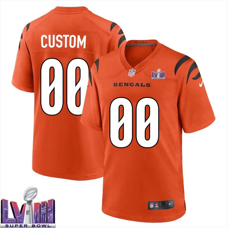 Custom Alternate Orange Bengals Super Bowl LVIII Limited Jersey for Man ...